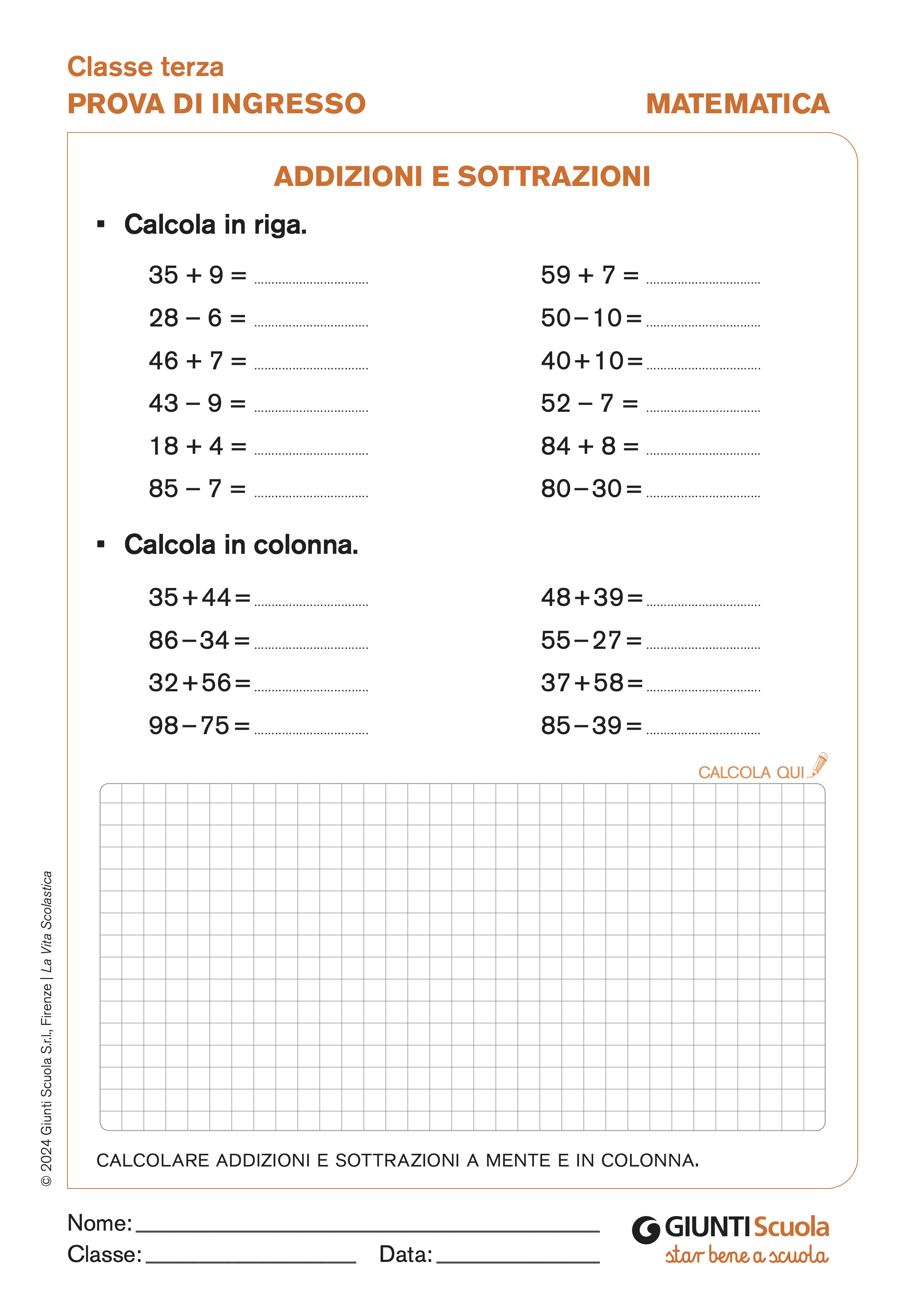 Schede Di Matematica Per La Terza Elementare Schede Di Matematica Per