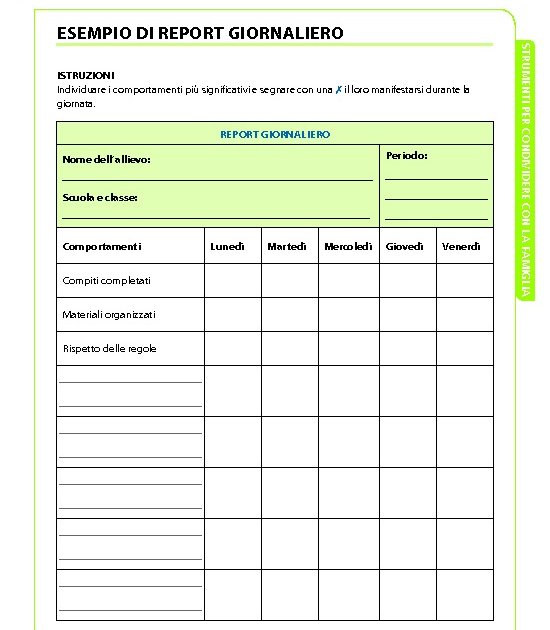 4. Esempio di report giornaliero | Giunti Scuola