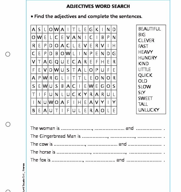 Adjectives word search | Giunti Scuola