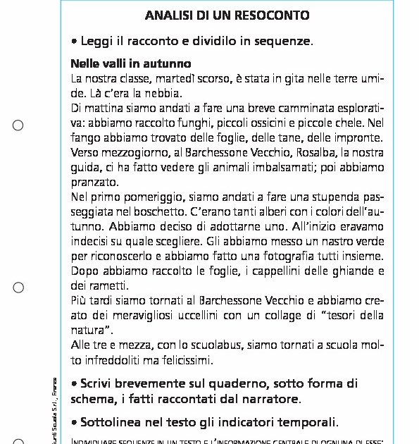 Analisi di un resoconto | Giunti Scuola