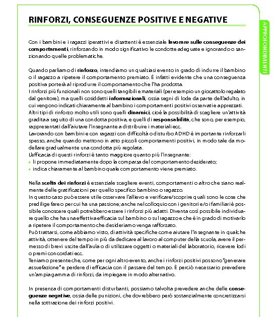 Approfondimenti 8. Rinforzi, conseguenze positive e negative | Giunti ...