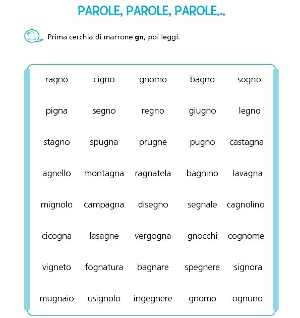 Area 1: Suoni difficili: gn | Giunti Scuola