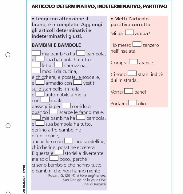 Articolo determinativo, indeterminativo, partitivo | Giunti Scuola Articolo determinativo, indeterminativo, partitivo | Giunti Scuola