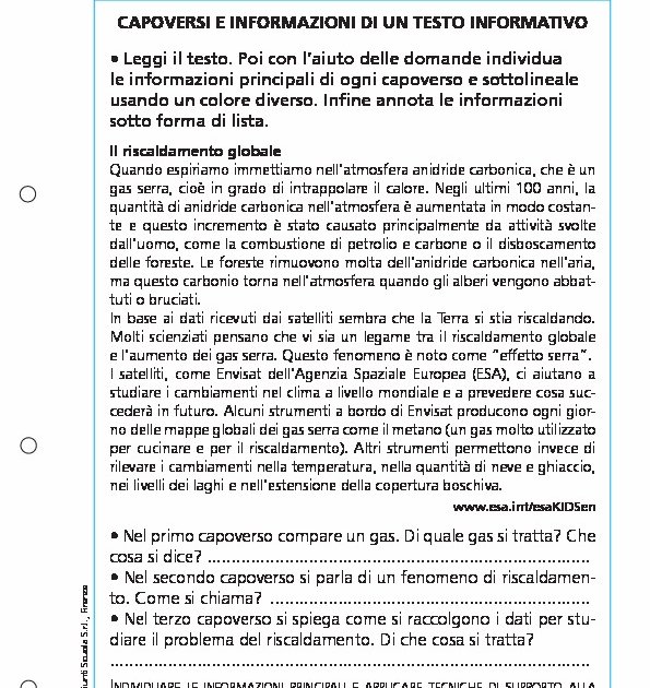 Capoversi e informazioni di un testo informativo | Giunti Scuola