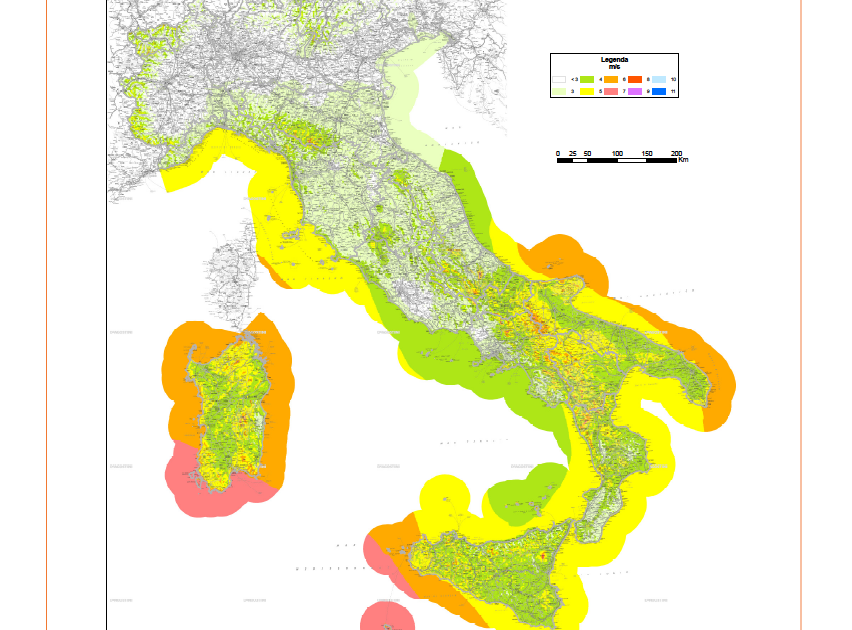 Carta della velocità media annua del vento in Italia | Giunti Scuola
