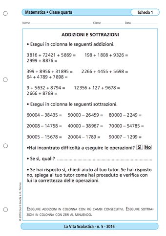 Schede Di Matematica Stampabili Per La Quinta Elementare