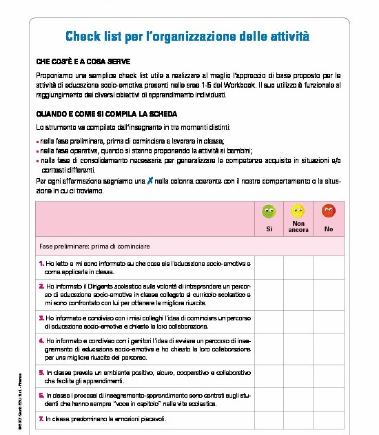 Check list per l’organizzazione delle attività | Giunti Scuola