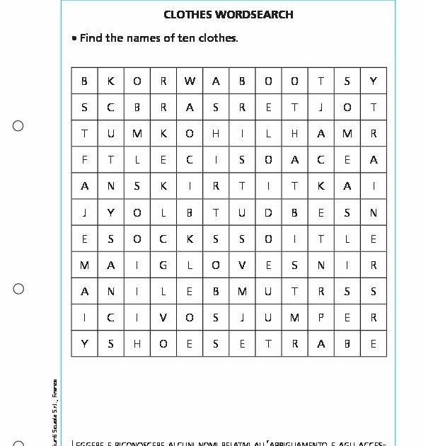 Clothes wordsearch | Giunti Scuola