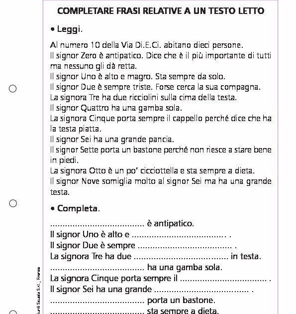 Completare frasi relative a un testo letto | Giunti Scuola