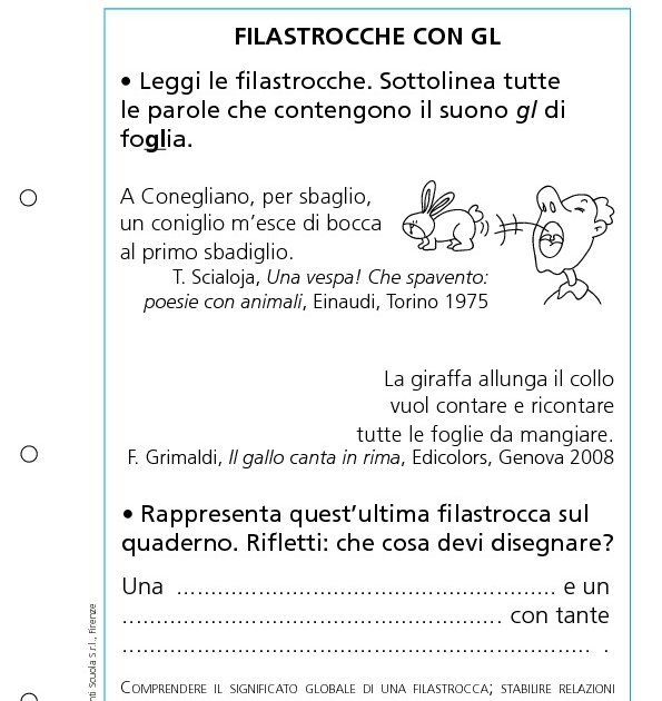 Filastrocche con gl | Giunti Scuola