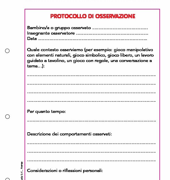 Protocollo di osservazione - Protocollo di osservazione | Giunti Scuola