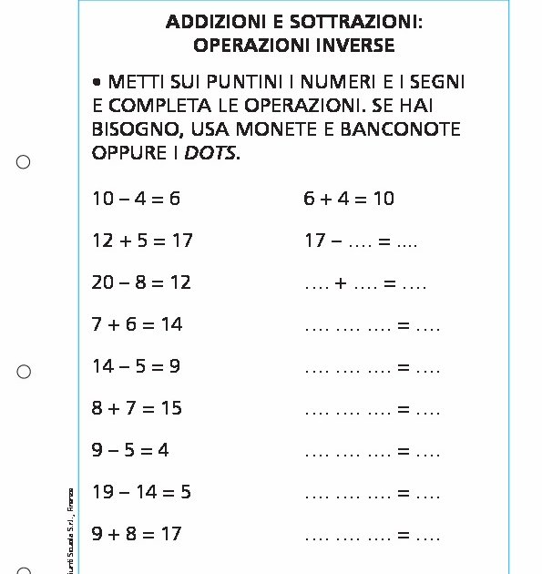 Addizioni e sottrazioni: operazioni inverse - Addizioni e sottrazioni ...