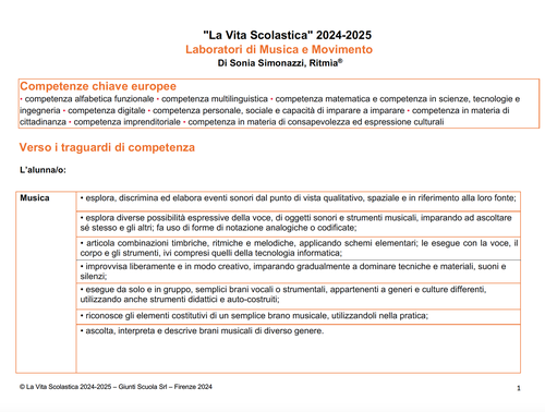 Progettazione didattica di Musica e movimento (2024-2025) - Word ... Progettazione didattica di Musica e movimento (2024-2025) - Word ...