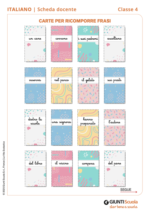 Carte per ricomporre frasi | Giunti Scuola