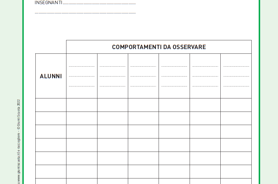 Esempio di scheda di osservazione | Giunti Scuola Esempio di scheda di osservazione | Giunti Scuola