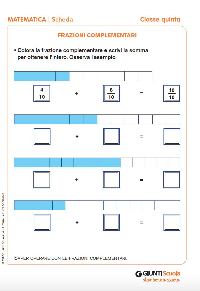 Schede Di Matematica Per Le Frazioni Di Quarta Elementare Le Frazioni