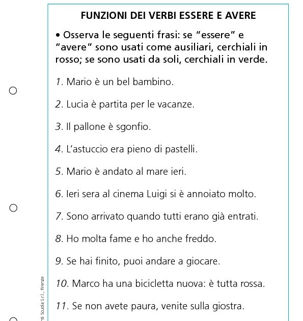 Funzioni Dei Verbi Essere E Avere Giunti Scuola