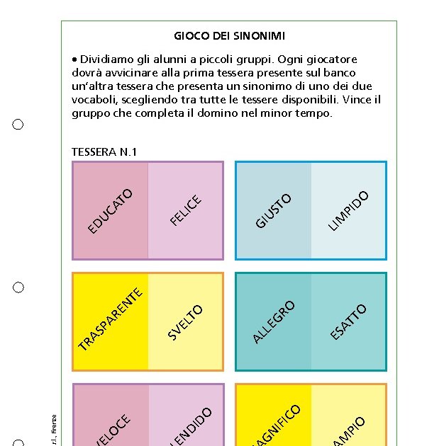 Gioco dei sinonimi | Giunti Scuola