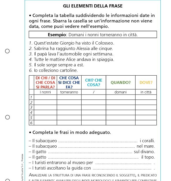 Gli elementi della frase | Giunti Scuola