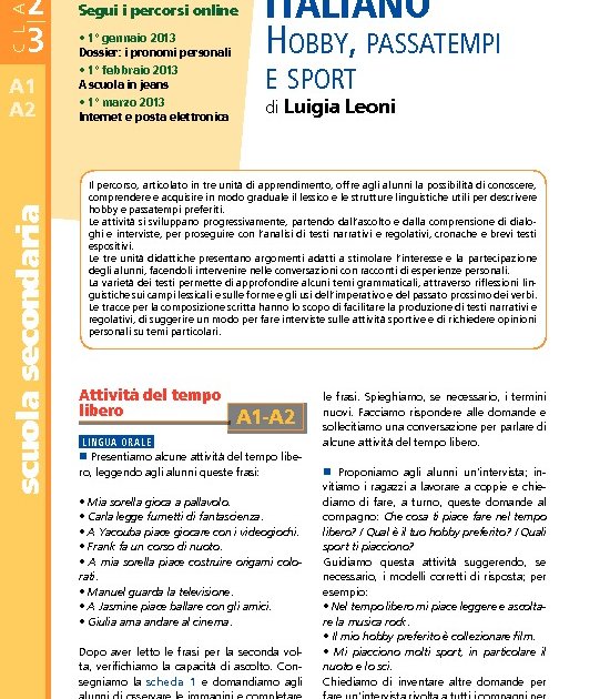 Hobby, passatempi e sport | Giunti Scuola