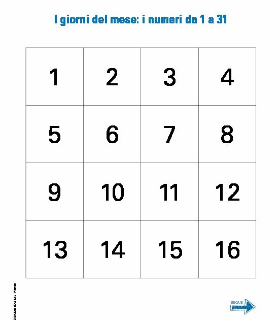 I giorni del mese: i numeri da 1 a 31 | Giunti Scuola