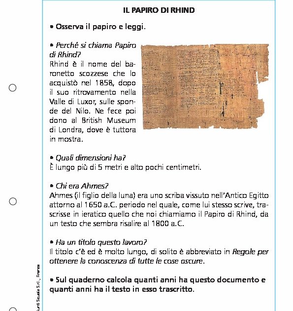 Il papiro di Rhind | Giunti Scuola
