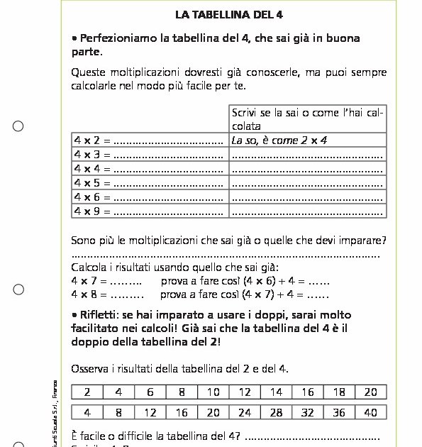 La tabellina del 4 | Giunti Scuola