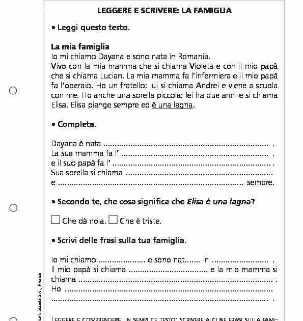 Leggere e scrivere: la famiglia | Giunti Scuola