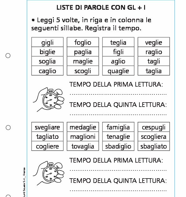 Liste di parole con GL + I | Giunti Scuola