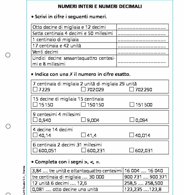 Numeri interi e numeri decimali | Giunti Scuola