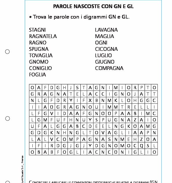 Parole nascoste con GN e GL | Giunti Scuola Parole nascoste con GN e GL | Giunti Scuola