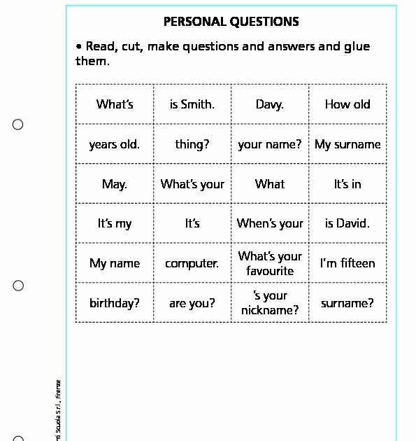 Personal questions | Giunti Scuola