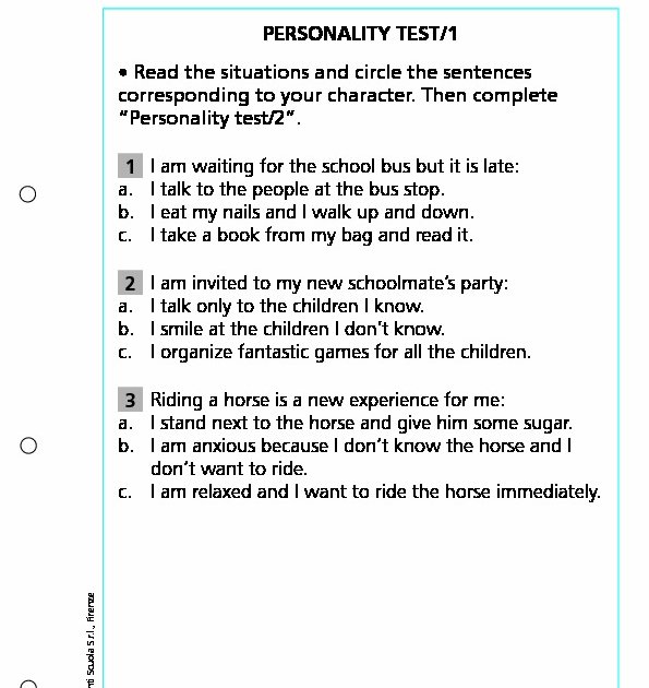 Personality test/1 | Giunti Scuola