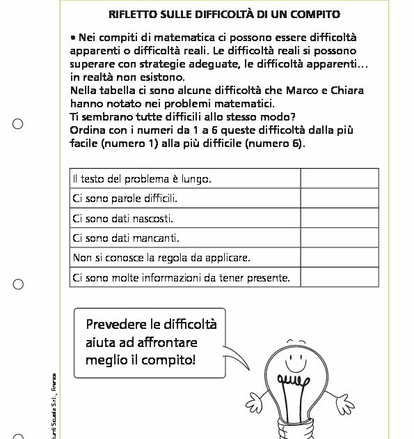 Rifletto sulle difficoltà di un compito | Giunti Scuola