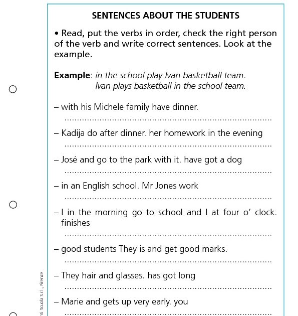 Sentences about the students | Giunti Scuola