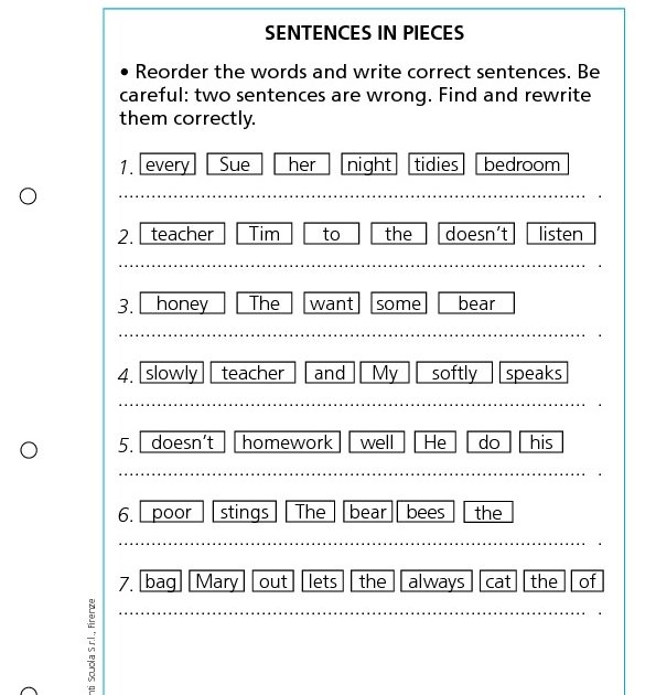 Sentences in pieces | Giunti Scuola