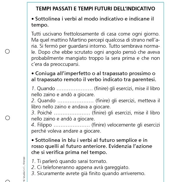 Tempi passati e tempi futuri dell'indicativo | Giunti Scuola
