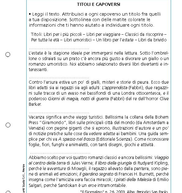 Titoli e capoversi | Giunti Scuola