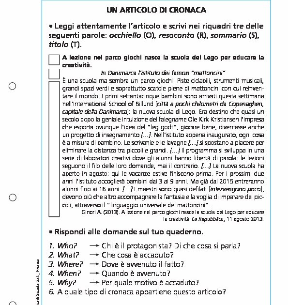 Un articolo di cronaca | Giunti Scuola