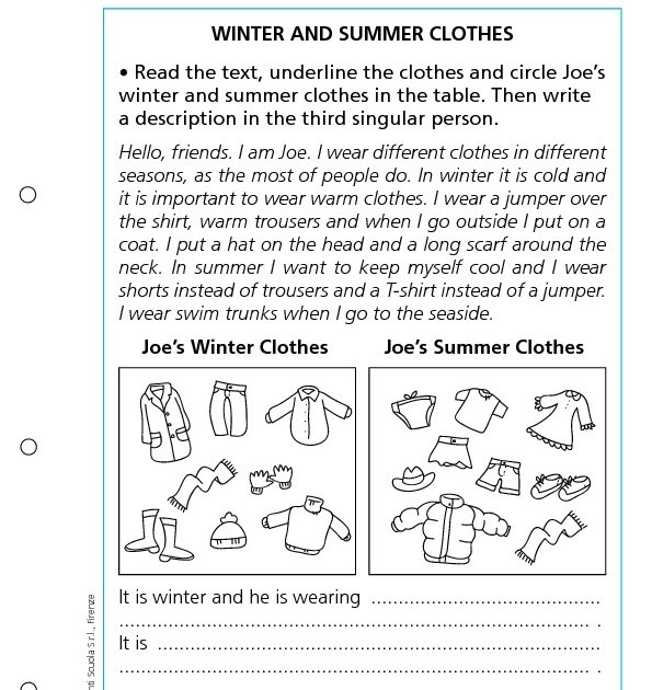 Winter and summer clothes | Giunti Scuola